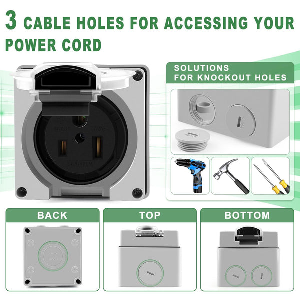 Knoweasy 50 Amp Power Outlet Box with NEMA 5-50R Receptacle - knoweasy