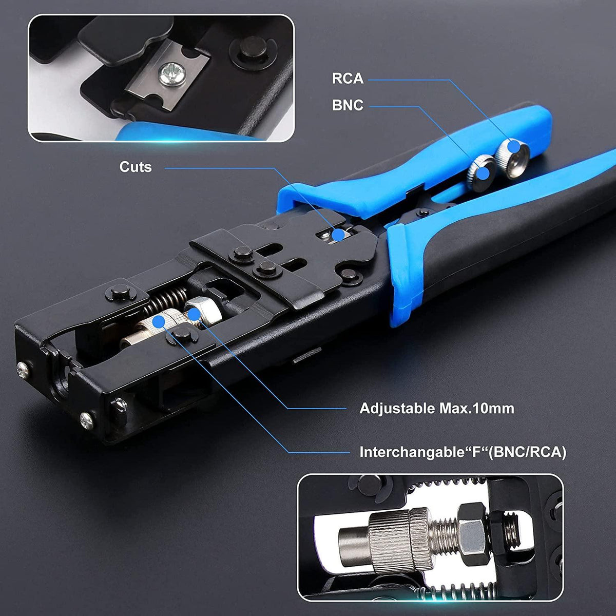Coaxial Compression Tool and BNC Cable Crimper Kit-Knoweasy Multifunct ...