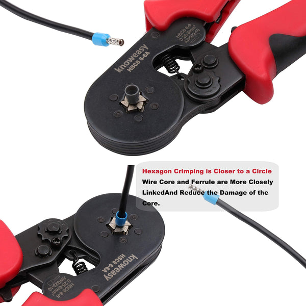 Hexagonal Crimper for 23-10 AWG/0.25-6 mm² Cable End Sleeves - knoweasy