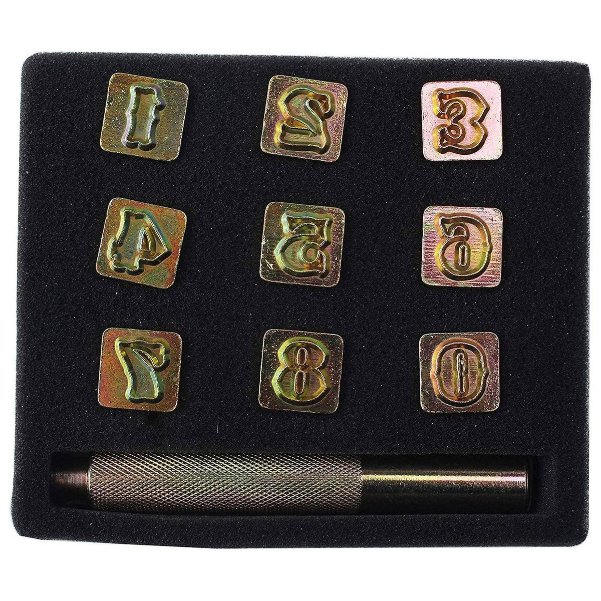 Knoweasy 10 Piece Leather Stamping Tool Set,Number 0-8 Stamps 13mm + 1 ...