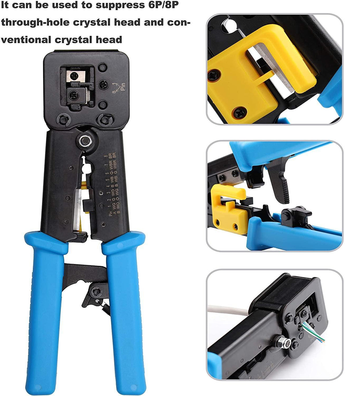 RJ45 Crimp Tool Kit-With Connectors And Network Wire Stripper-Knoweasy ...