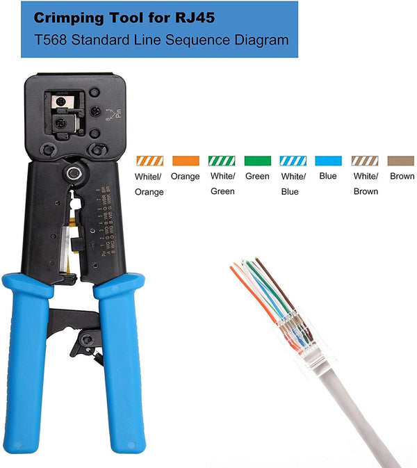 RJ45 Crimp Tool Kit-With Connectors And Network Wire Stripper-Knoweasy ...